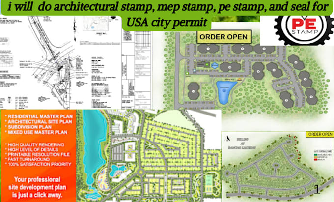Sketch autocad city permit for floor, building stamp in drainage plan ...