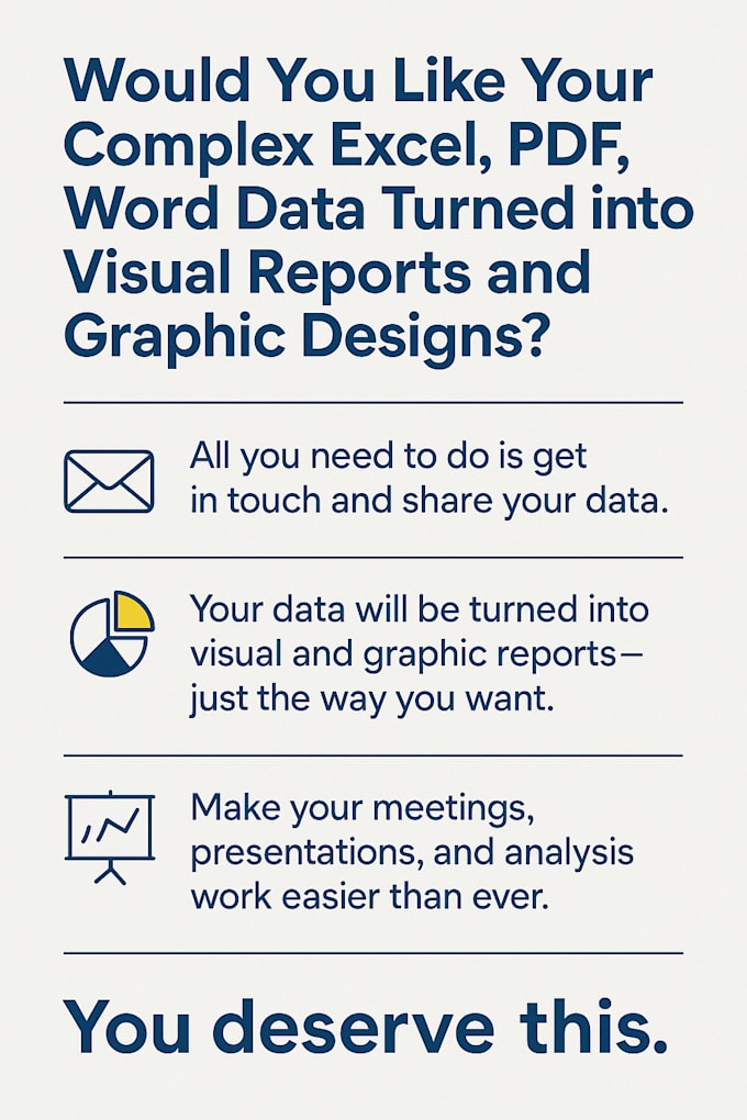 Turn your excel, pdf, or word data into stunning visual reports by Beysir | Fiverr