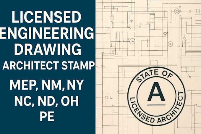 Licensed engineering drawing, architect stamp, mep,nm, ny, nc, nd, oh ...