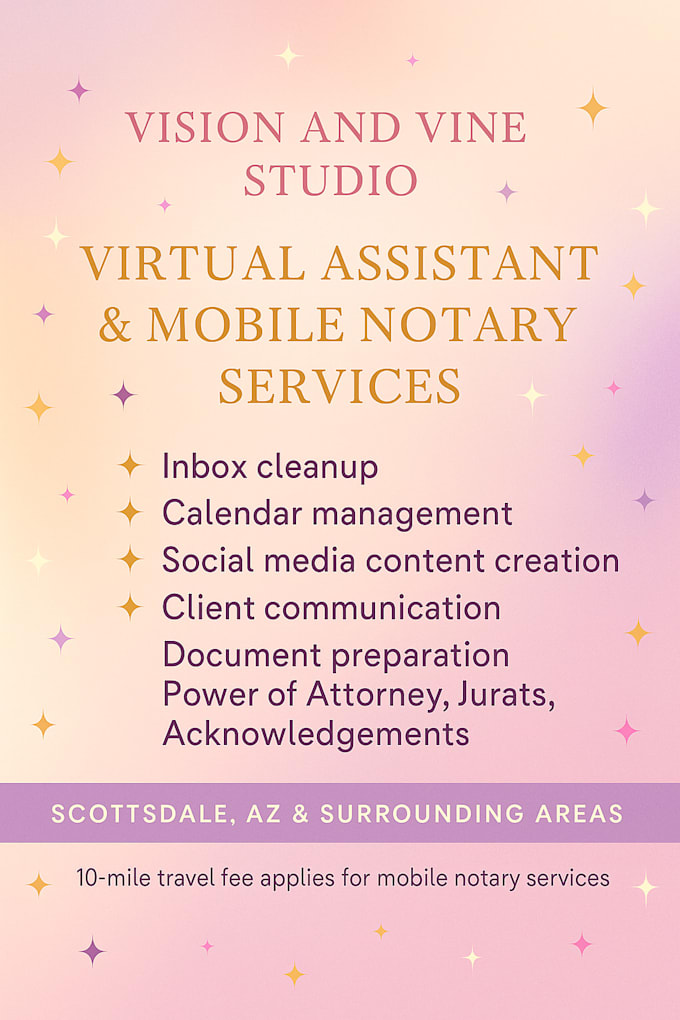 Be your reliable virtual assistant and mobile notary by Visionandvine ...