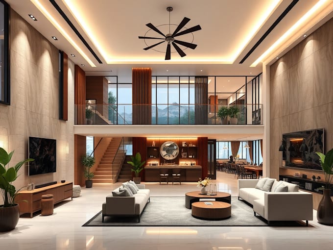 Do 3d interior design of house, apartment, restaurant realistic interior render by Robert_arch8 ...