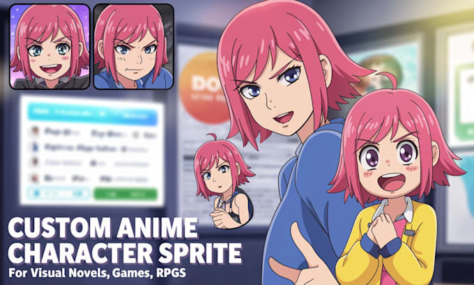 Draw visual novel anime character sprites by Cadcraftco2 | Fiverr