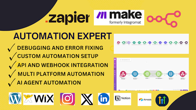 Make com scenario zapier webhook made com integromat n8n workflow zapier expert by Emmar ...