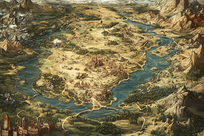 Design fantasy map illustration isometric map by Francisrice41 | Fiverr