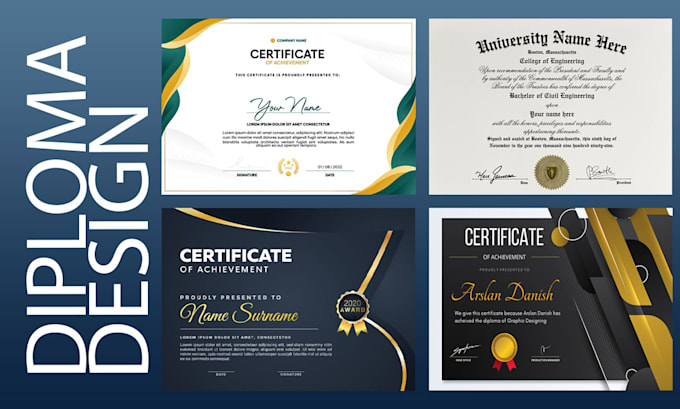 Custom diploma certificate template design by Zavainmaqbool | Fiverr
