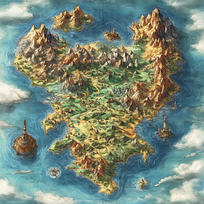 Do fantasy world map design or custom game map by Inkfulmind | Fiverr