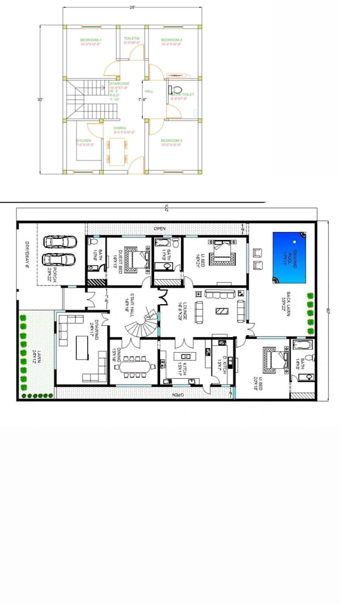 Draft autocad 2d architectural floor plan drawing, elevation by Alinabashir200 | Fiverr