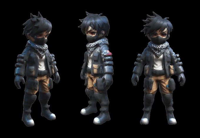 Model stylized 3d cartoon anime characters, 3d anime creatures rigging ...