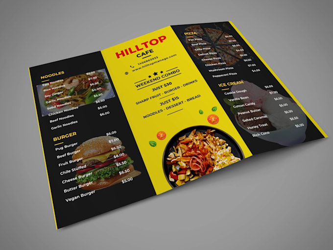 Design fold brochure design for restaurant food menu cafe or bar menu ...