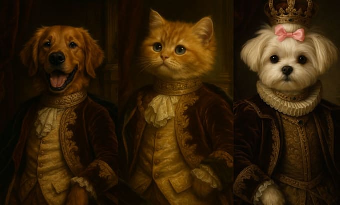 Create custom royal pet portraits by Artzioshop | Fiverr