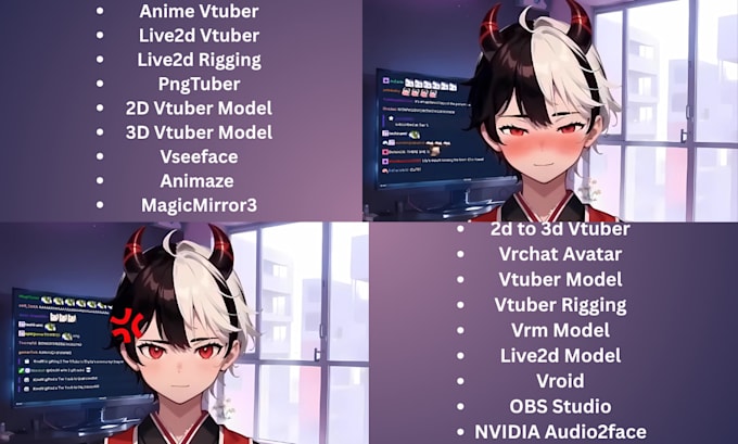 Design and rig custom live2d vtuber model, anime avatar for facerig ...