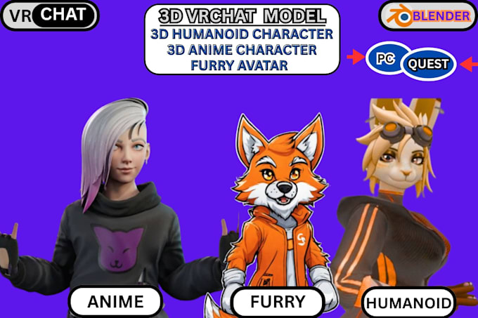 Create custom vrc avatar, edit optimize vr character, humanoid 3d model rigging by Hansy_avatar ...