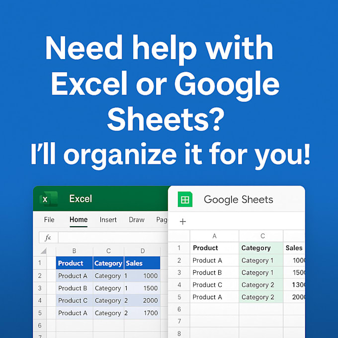 Organize your data in excel or google sheets by Biras_services | Fiverr