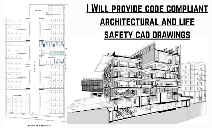 Provide code compliant architectural and life safety cad drawings by ...