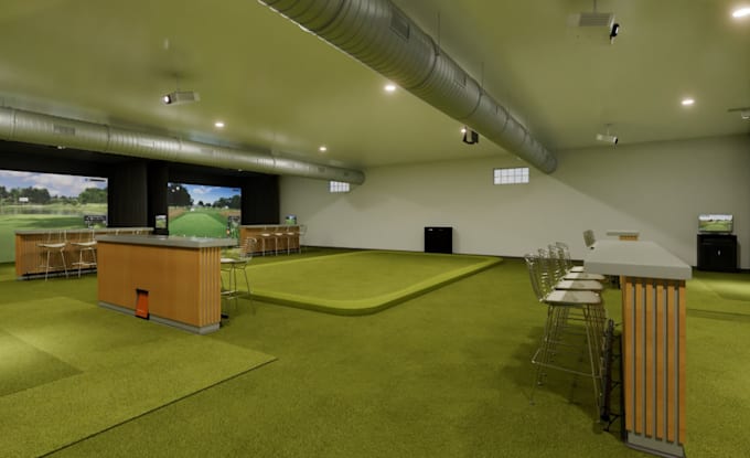 Turn space to 3dgolf,modern interior design,golf showroom,cgi rendering ...