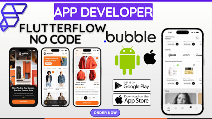 Build custom flutterflow, bubble mobile apps for ios android by Wesley_ciara | Fiverr