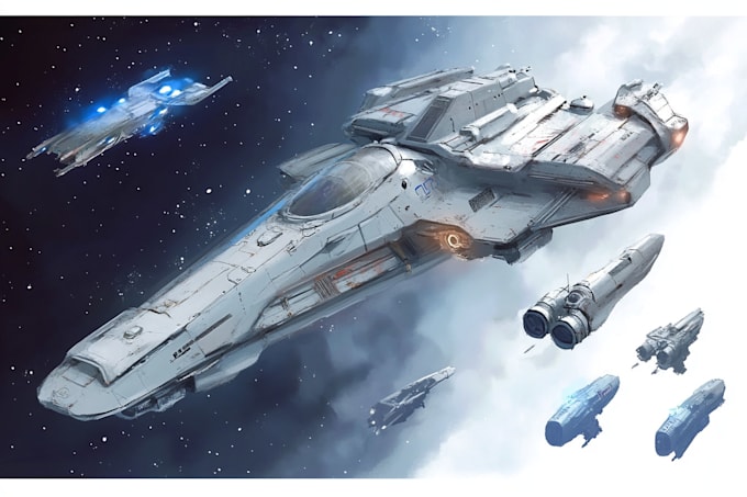 Draw spaceship concept art or design a starship or scifi vehicle by ...