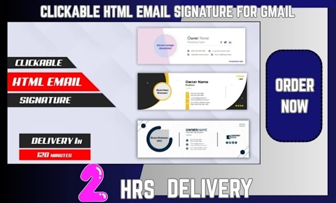 Create clickable html email signature for gmail, outlook,etc by Fashola_ayomide | Fiverr