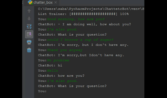 Code a simple chatbot in python without nlp by Hammad_excel787 | Fiverr