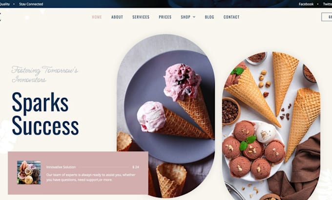 Design ice cream ecommerce website yogurt website cookies chocolate website by Webizyweb | Fiverr