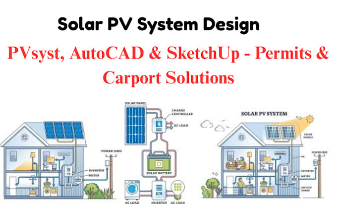 Solar pv system design, pvsyst, solar permit, solar carport, autocad ...