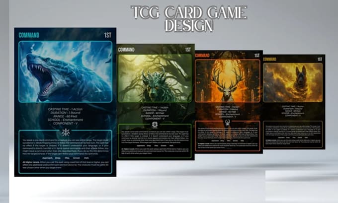 Design trading card game template, tcg ccg frame card layout and box ...