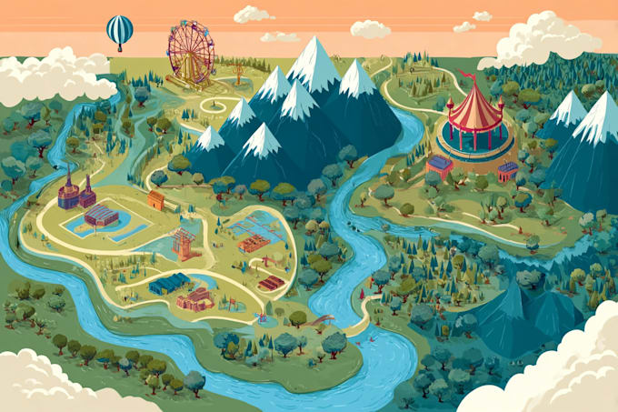 Draw beautiful map in vector illustration by Lianilliers | Fiverr