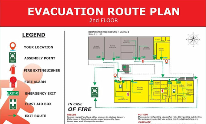 Design fire emergency evacuation plan, map, diagram by Arch__david | Fiverr