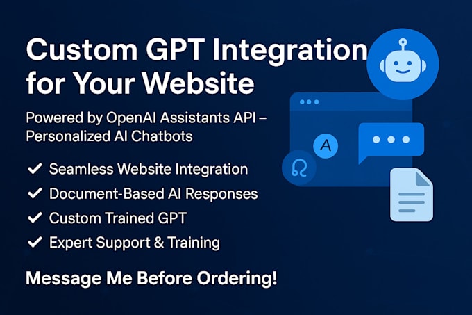 Custom gpt chatbot integration for your website using openai assistants ...