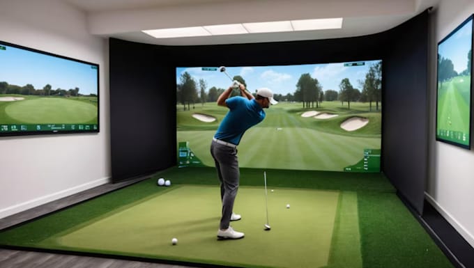Realistic 3d golf simulator environment,golf arena, cgi rendering ...