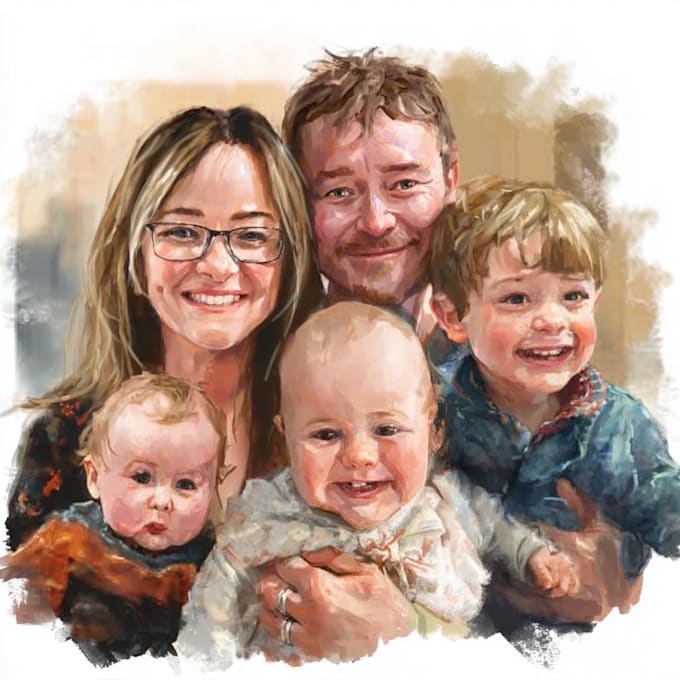 Draw a realistic family or group portrait from a photo by Beoksimite ...