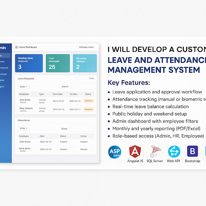 Develop a custom hr, leave and attendance management system by Dbamoin ...