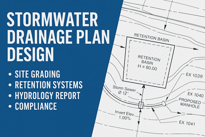 Design complete drainage, stormwater, grading, and plumbing plans for ...
