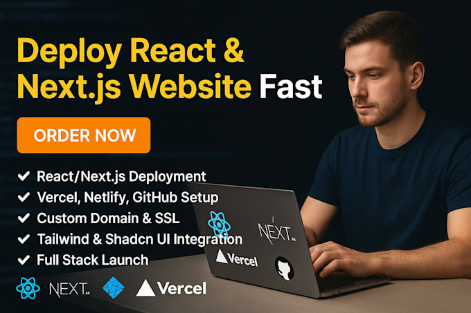 Deploy react next js website to vercel netlify github aws tailwind shadcn ui ux by Festus_nige ...