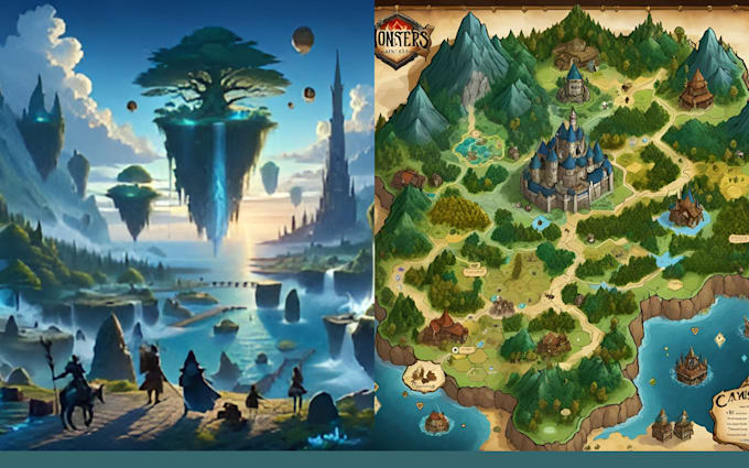 Create 3d sci fi scenes, medieval maps, card game world or fantasy ...