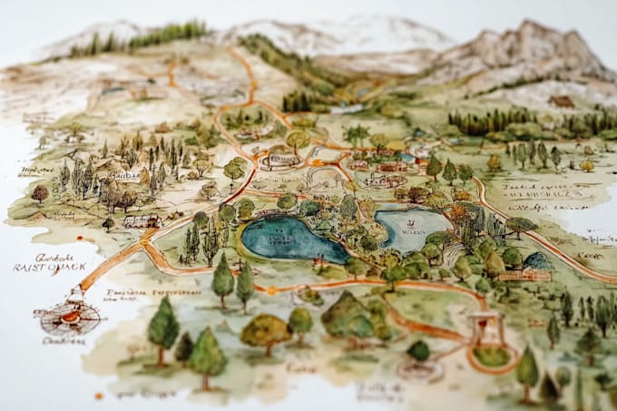 Create a detailed watercolor map illustration of your city by Belalerk ...