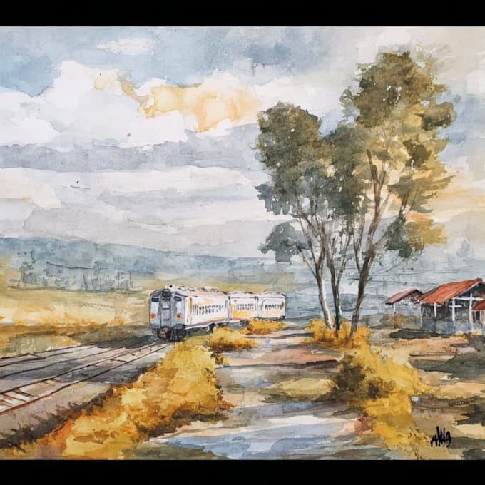 Paint impressionism watercolor landscape painting by Womelopen | Fiverr