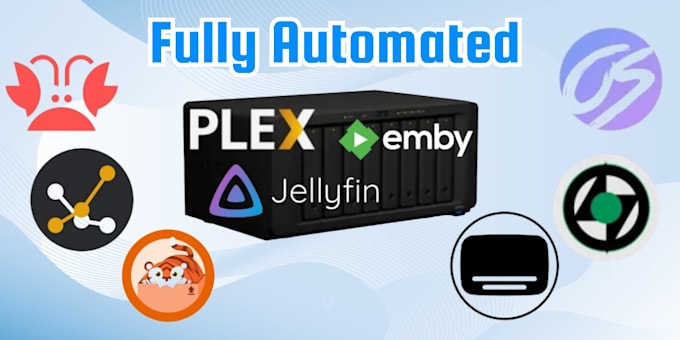 Install and configure plex, jellyfin, radarr, sonarr, lidarr, overseer ...