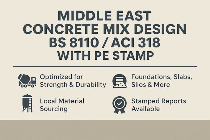 Middle east concrete mix design, bs 8110, aci 318, with stamp by Eli ...