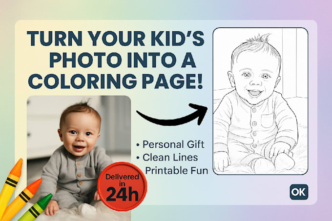 Create coloring page from photo perfect gift for kids by Okiagung | Fiverr