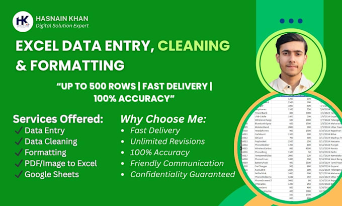 Do excel data entry, cleaning, and formatting by Hasnain_excel01 | Fiverr