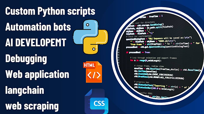 Code python script, python ai, automation bot, html css, python debug, web app by Danstephdev ...