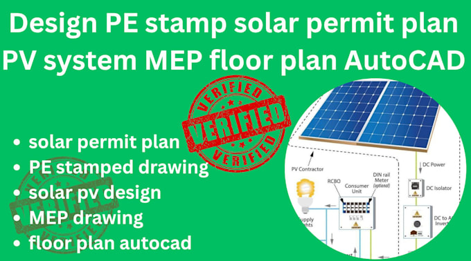 Pe stamp solar permit plan pv system mep floor plan autocad
