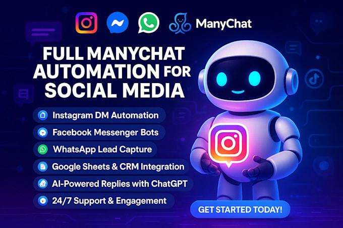 Build automated instagram facebook whatsapp chatbot using manychat by Terri_smith_ | Fiverr