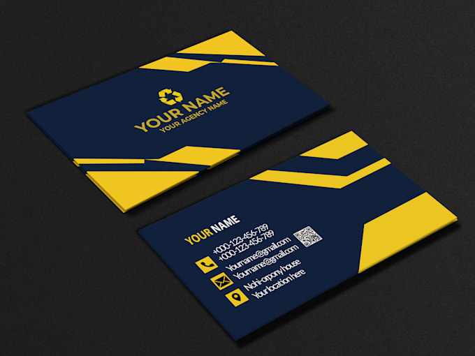 Elegant business card design black and gold navy and yellow with ...