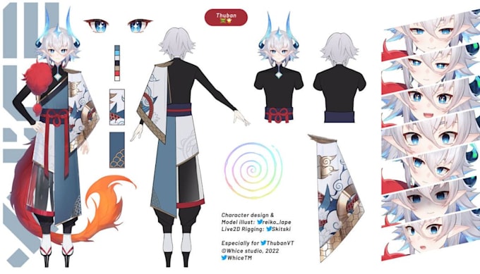 Draw vtuber reference sheet live 2d vtuber model png tuber character ...