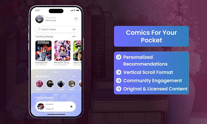 Create a comic reading app like webtoon, tapas, or mangatoon by Vandana ...
