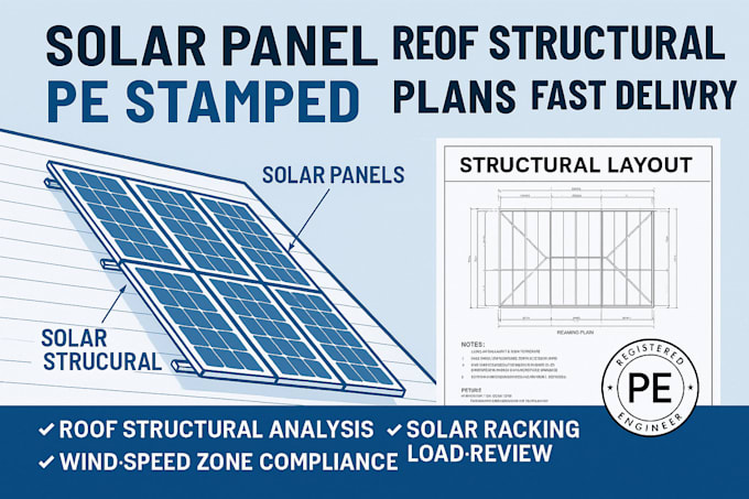 Solar panel roof structural plans pe stamped permit ready by Engineerr ...