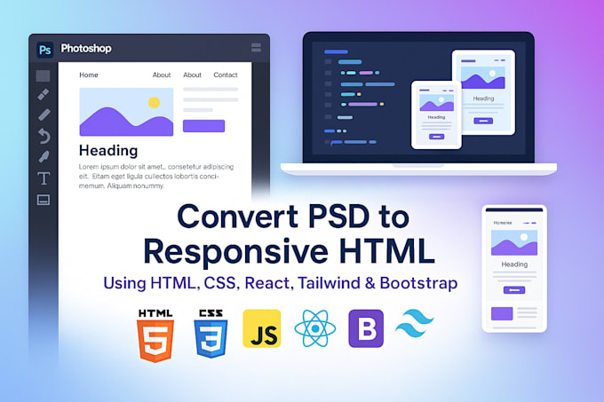 Convert Your Psd To Responsive Htmlcss React Bootstrap By Syedbuble
