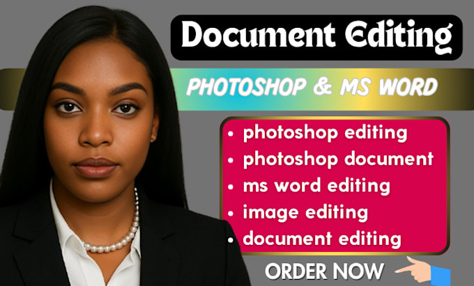 Format, edit, retouch photoshop documents mircosoft word document ...